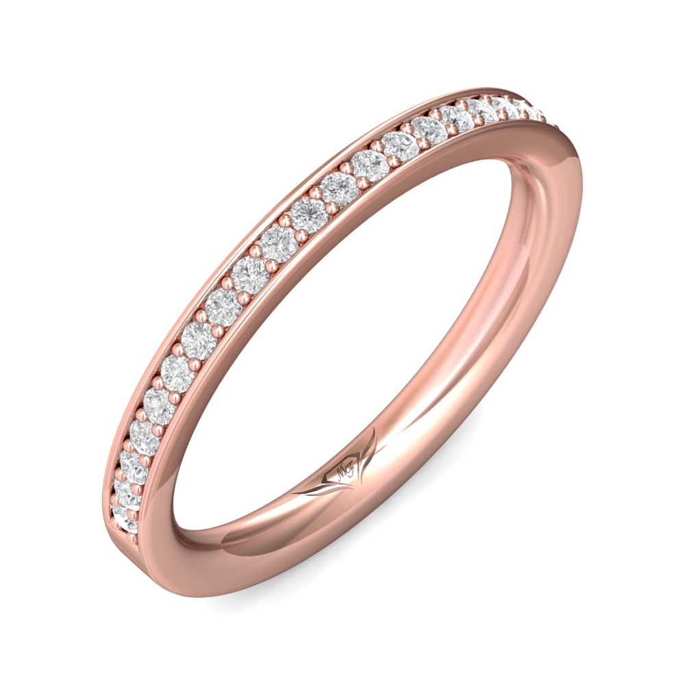 FlyerFit® 18K Pink Gold Micropave Bead Set Wedding Band - DWBM3PZ-.25-F